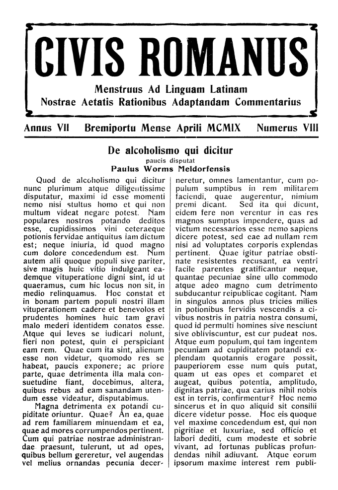 Index generalis omnium symbolarum, quae periodico Latino primo «Civis ...